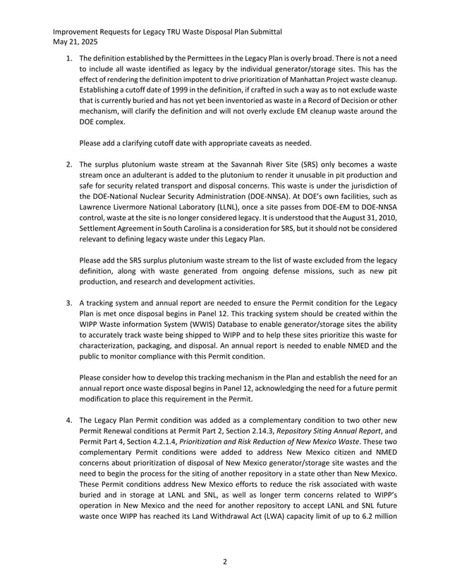 2025-05-21 HWB WIPP Legacy Plan Letter (Final).pdf