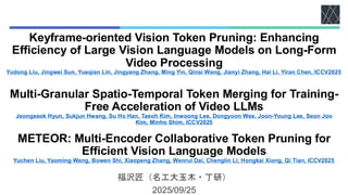 論文紹介："Keyframe-oriented Vision Token Pruning: Enhancing Efficiency of Large Vision Language ...