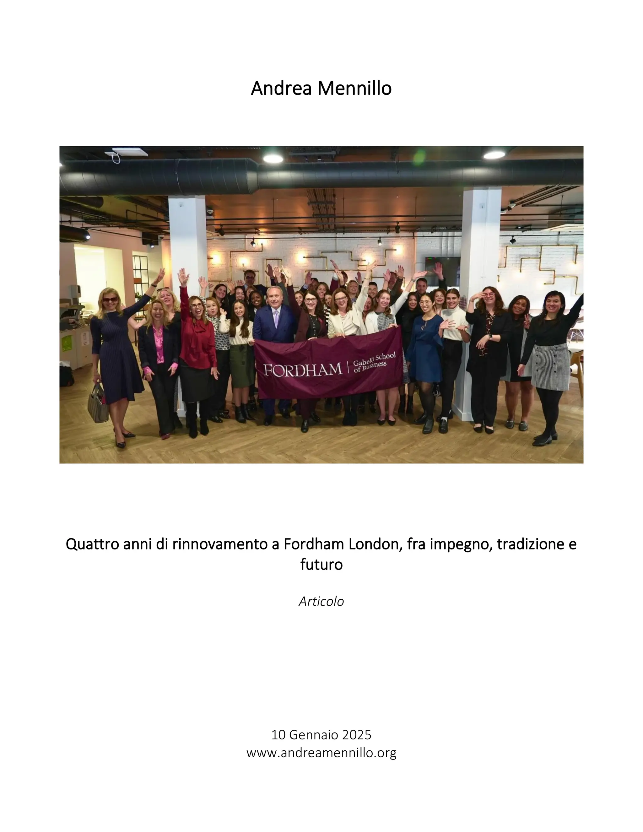 Quattro anni di rinnovamento a Fordham London, fra impegno, tradizione ...