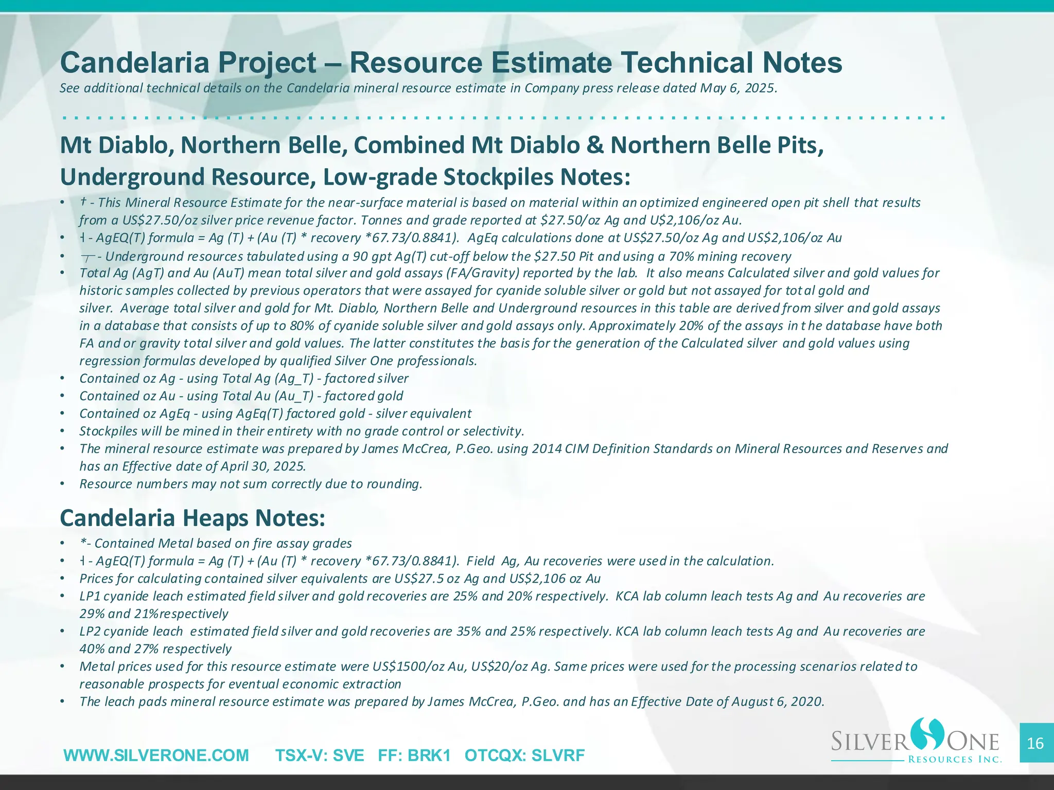 Silver One Resources Corporate Presentation October 2025 | PDF