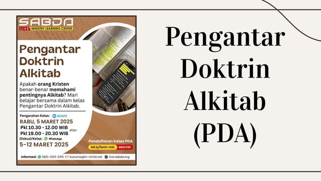 Kelas Online MLC: Evaluasi Pengantar Doktrin Alkitab (PDA) | PPT