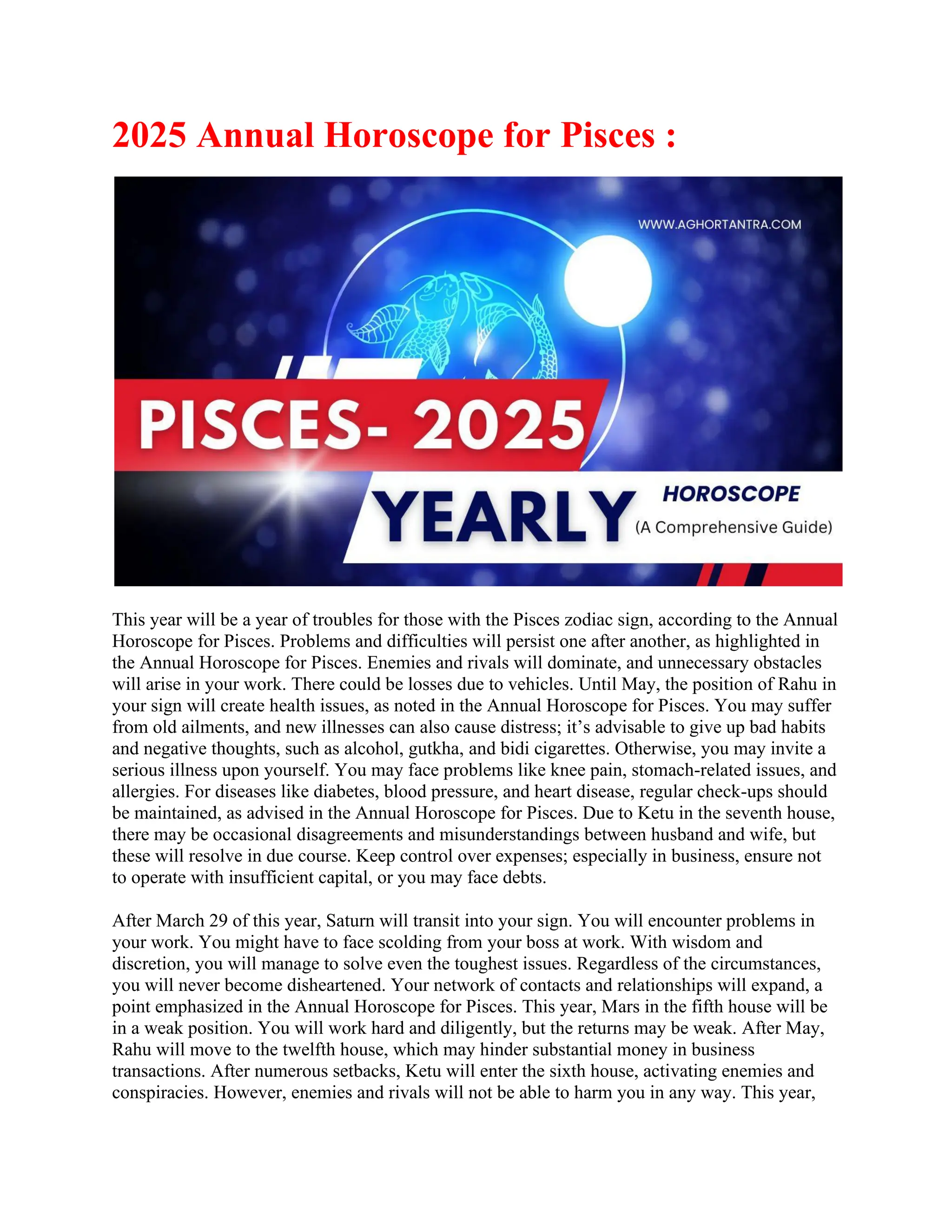 What does the 2025 Annual Horoscope for Pisces say? | PDF