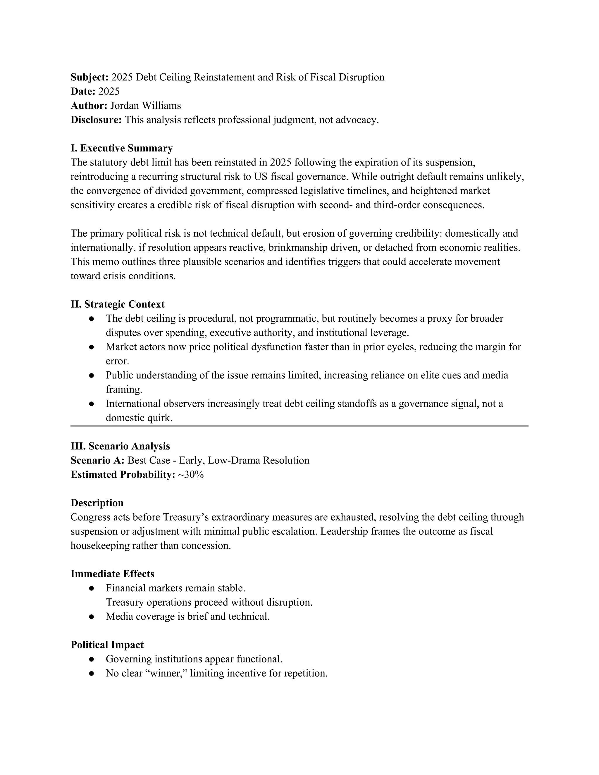 2025 Debt Ceiling Reinstatement: Political Risk and Fiscal Credibility ...
