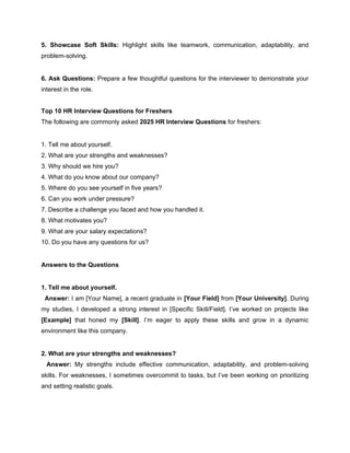2025 HR Interview Question and Answer for Fresher.docx