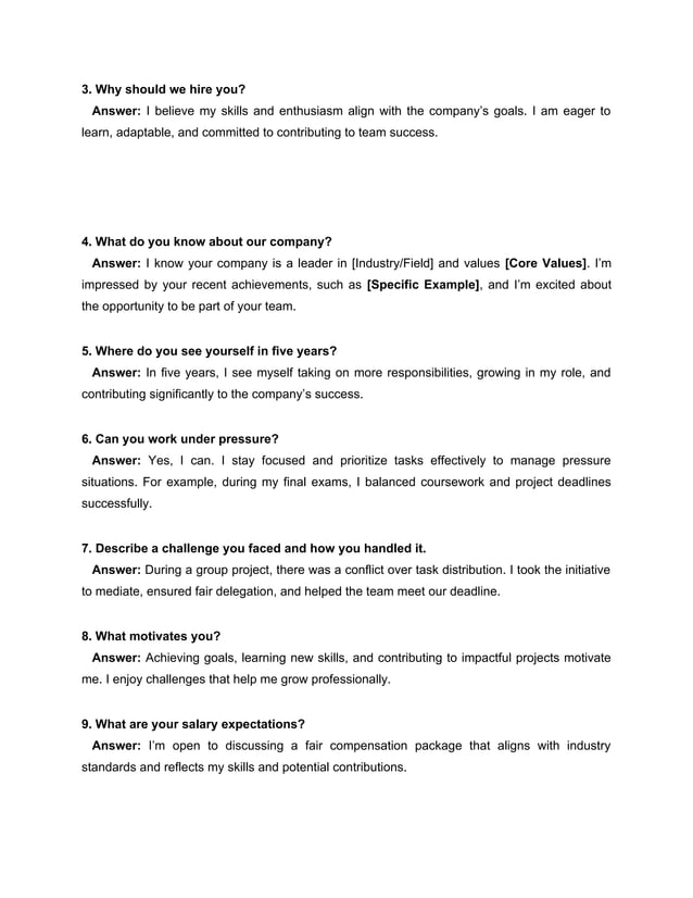 2025 HR Interview Question and Answer for Fresher.docx