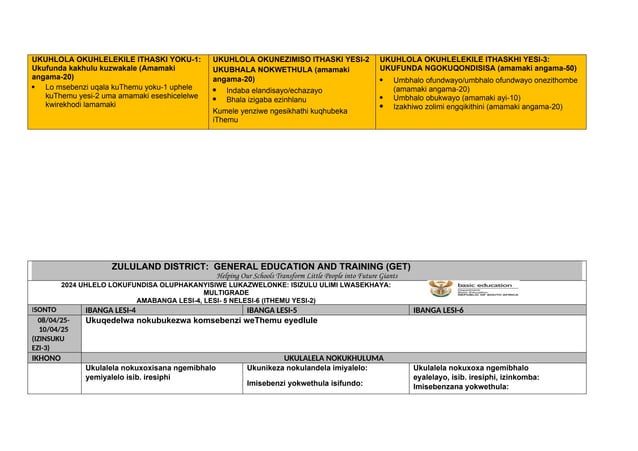 2025 ISIZULU HL INTERMEDIATE PHASE MULTIGRADING CLASSROOMS SUPPORT ...