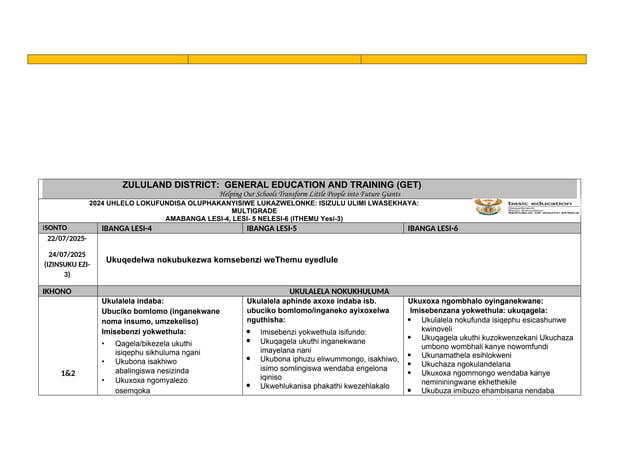 2025 ISIZULU HL INTERMEDIATE PHASE MULTIGRADING CLASSROOMS SUPPORT ...