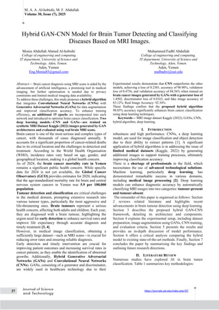 Hybrid GAN-CNN Model for Brain Tumor Detecting and Classifying Diseases Based on MRI Images. | PDF