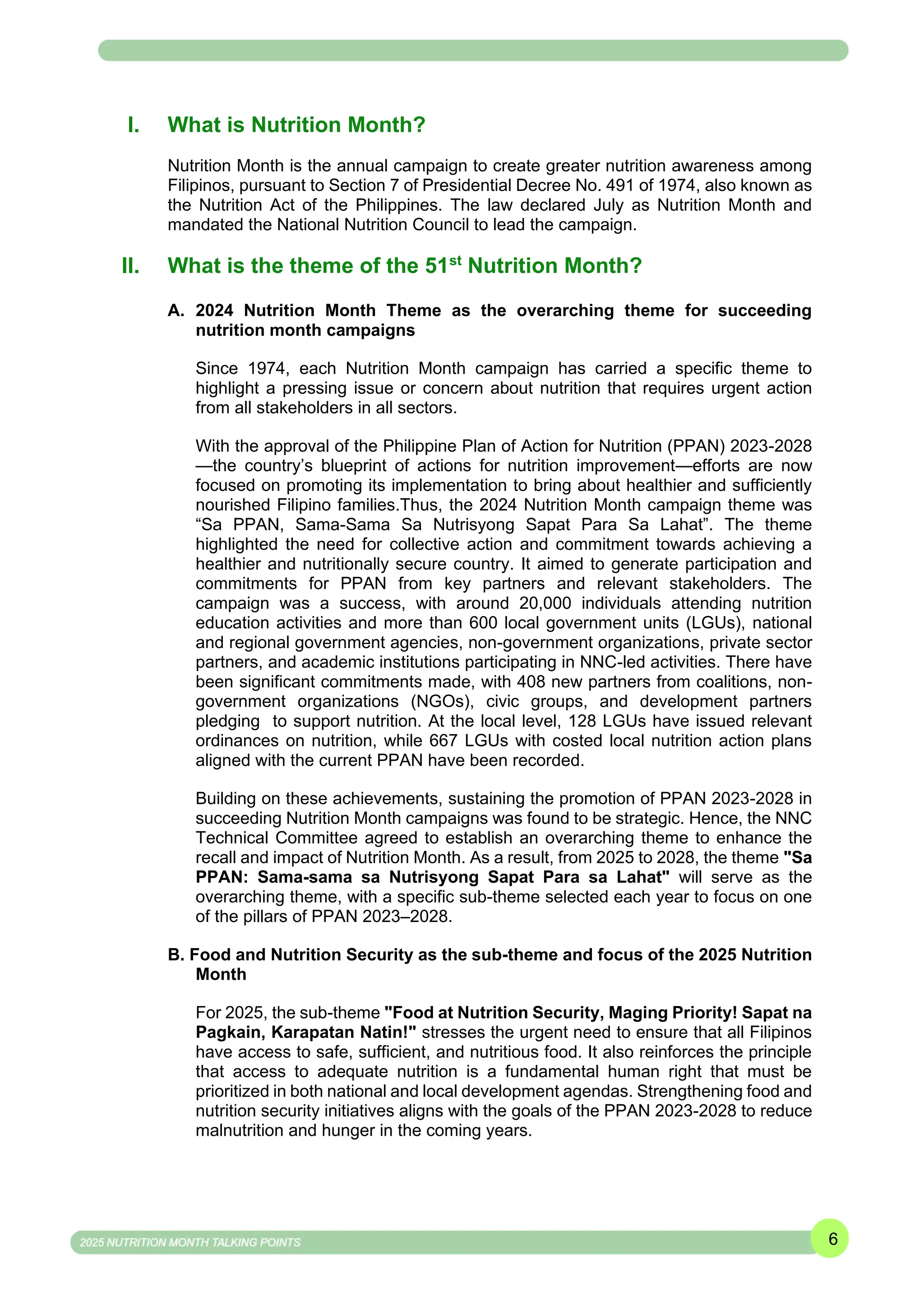 The 2025 Nutrition Month Talking Points. | PDF