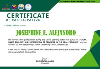 2025 SLAC CERTIFICATE ARAL Program participation | PPTX