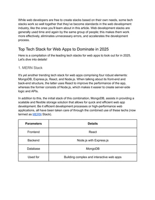 2025’s Ultimate Tech Stack Cheat Sheet for Building Killer Web Apps | PDF