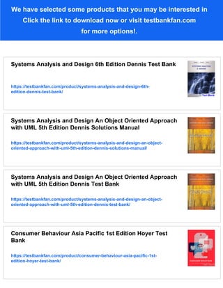 Systems Analysis and Design 6th Edition Dennis Solutions Manual | PDF