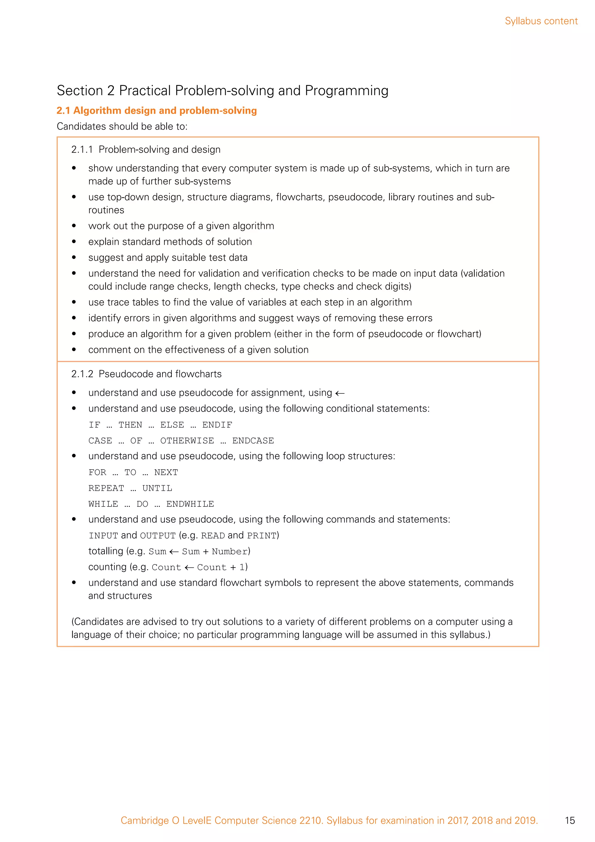 Cambridge O-Level Computer Science-2210 | PDF