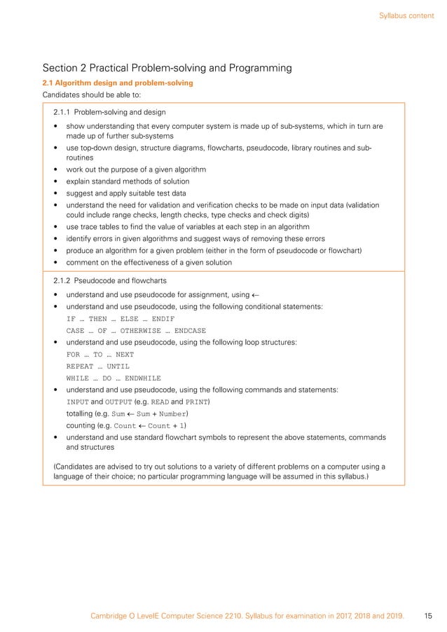 Cambridge O-Level Computer Science-2210 | PDF | Computing | Technology & Computing