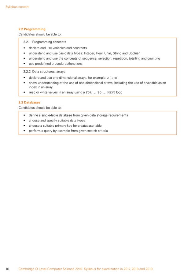 Cambridge O-Level Computer Science-2210 | PDF | Computing | Technology & Computing