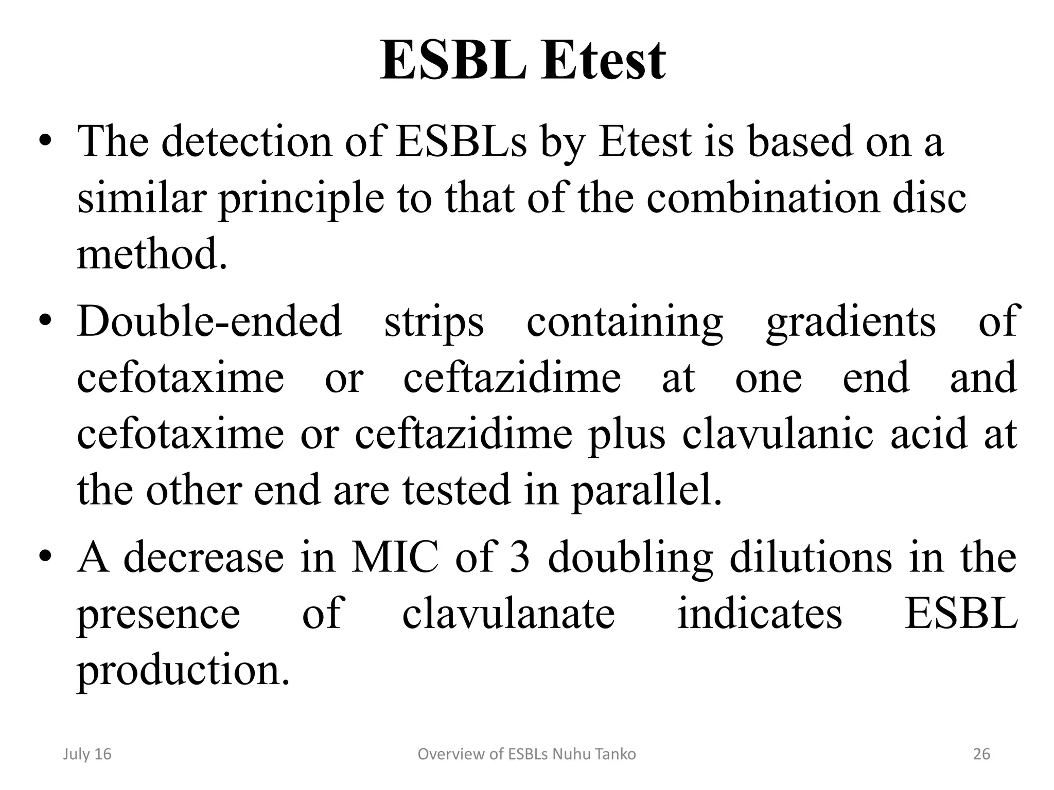 LECTURES SERIES ESBLs | PPTX