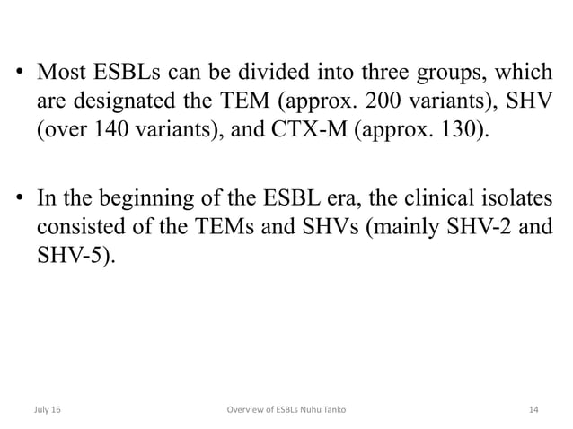 LECTURES SERIES ESBLs | PPTX