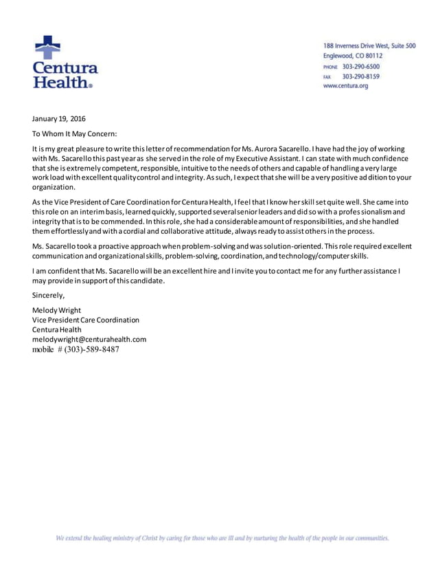 Letter of Recommendation, Melody Wright | DOCX