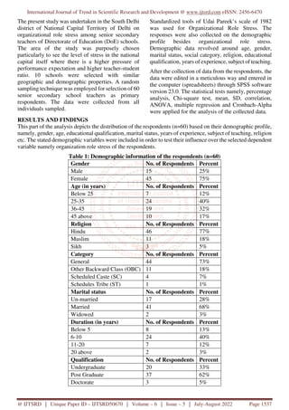 A Study of Organizational Role Stress among Senior Secondary School ...