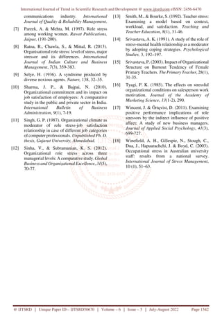A Study of Organizational Role Stress among Senior Secondary School ...