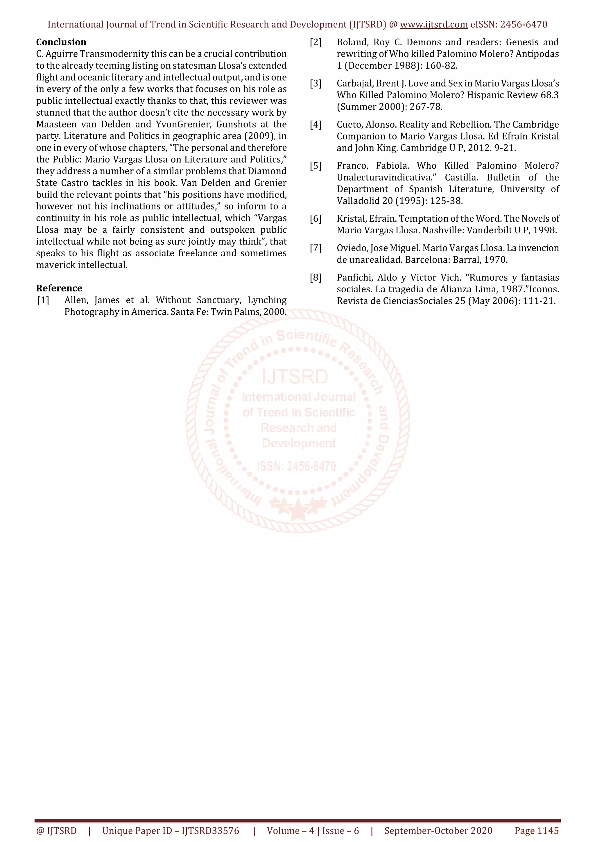 Mario Vargas Llosa and His Contribution in the Latin American Literature | PDF