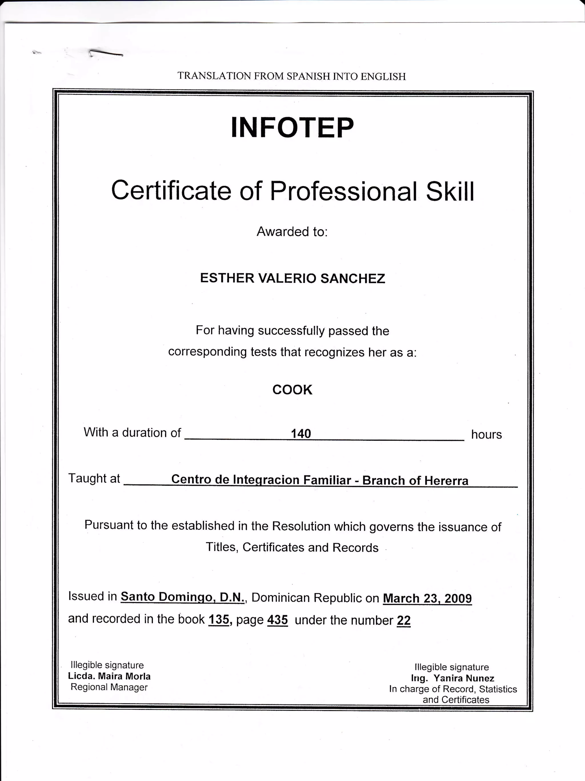 certificado de cosinera | PDF