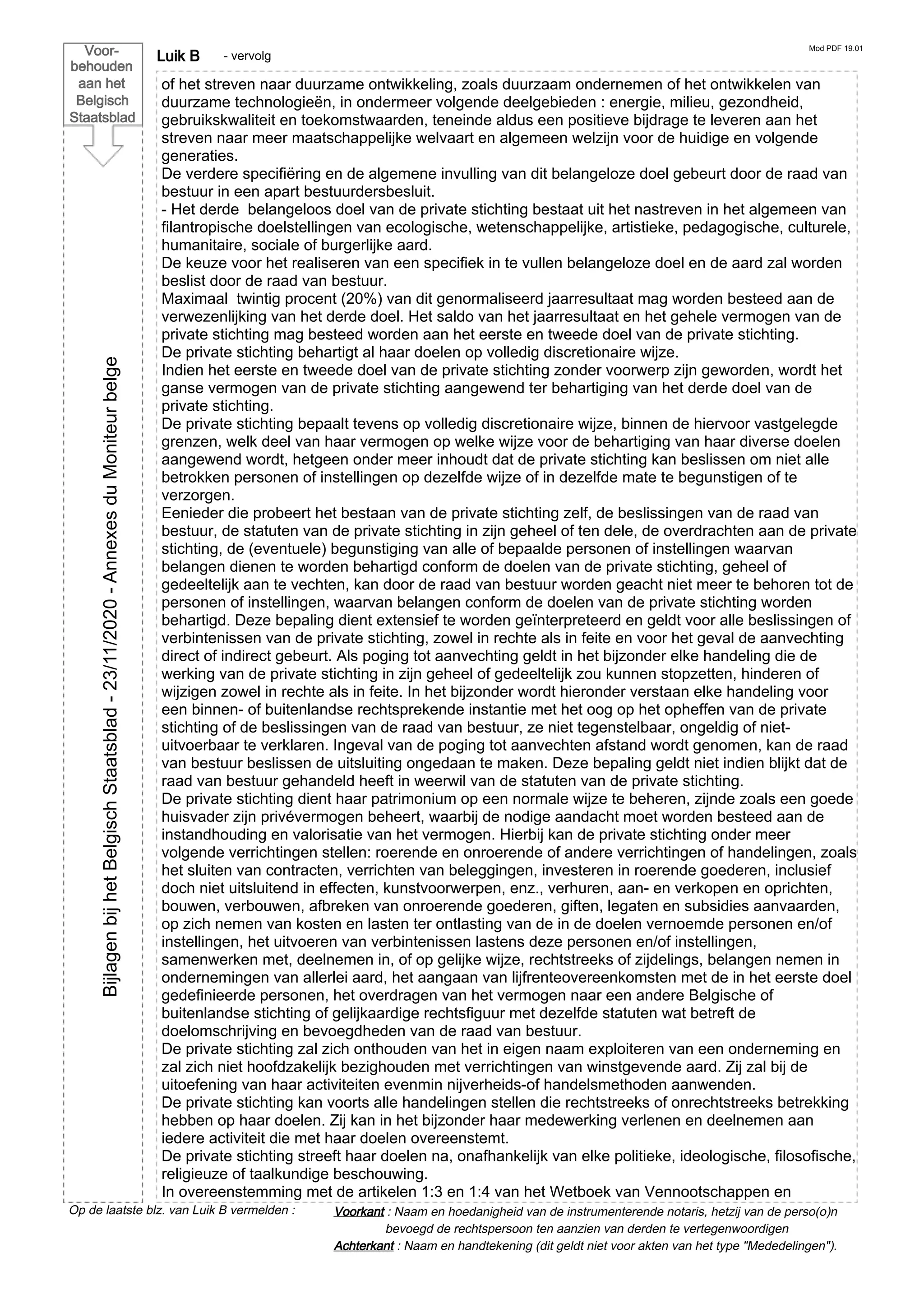 Oprichtingssakte FOUNDATION BELUX | PDF