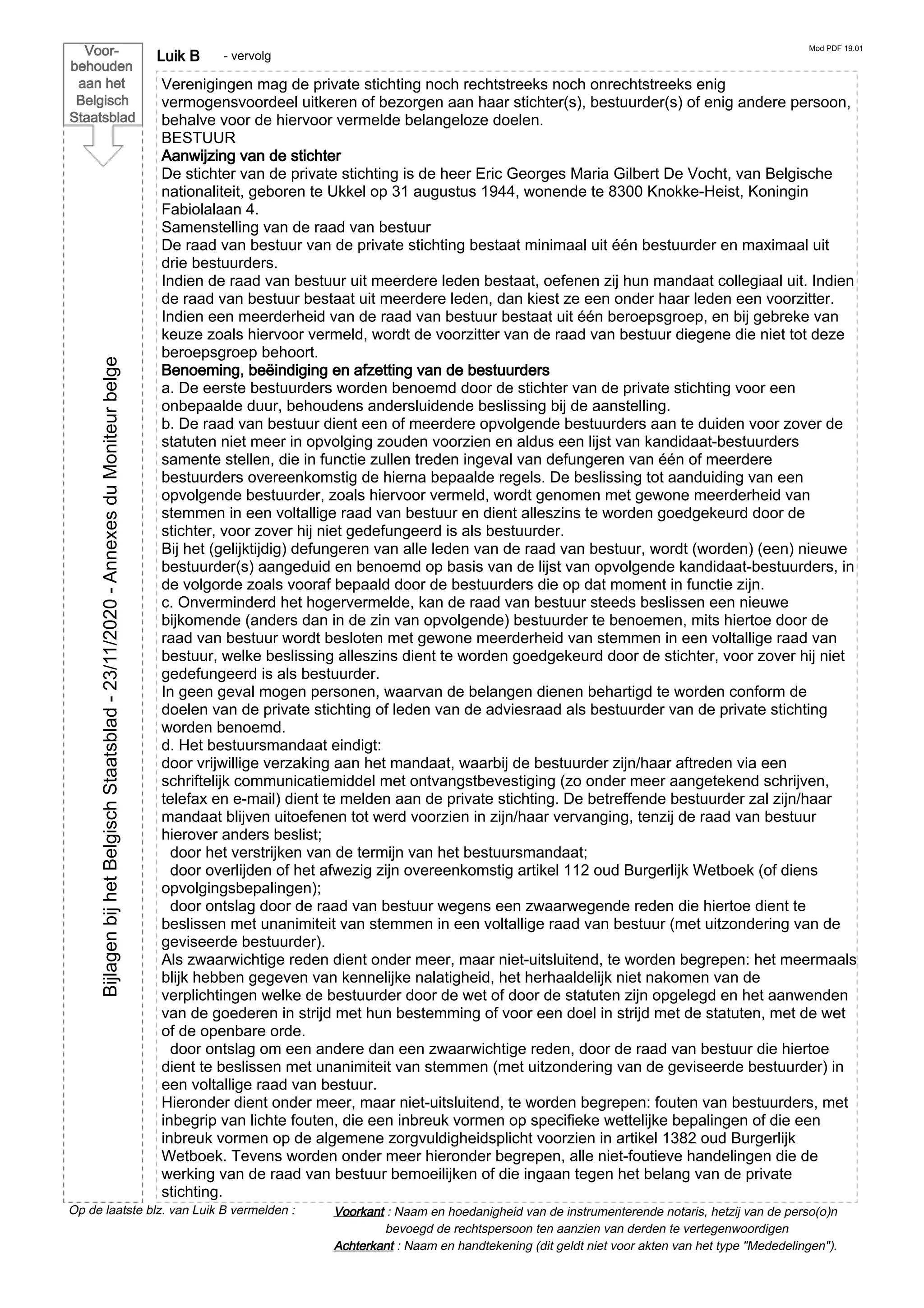 Oprichtingssakte FOUNDATION BELUX | PDF