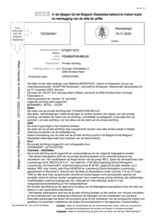 Oprichtingssakte FOUNDATION BELUX | PDF