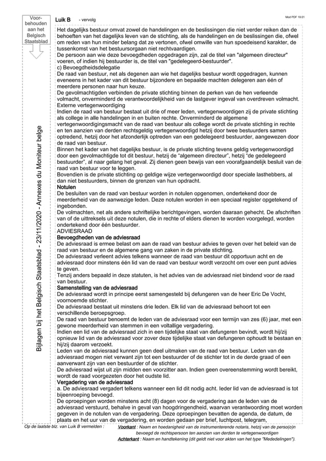 Oprichtingssakte FOUNDATION BELUX | PDF