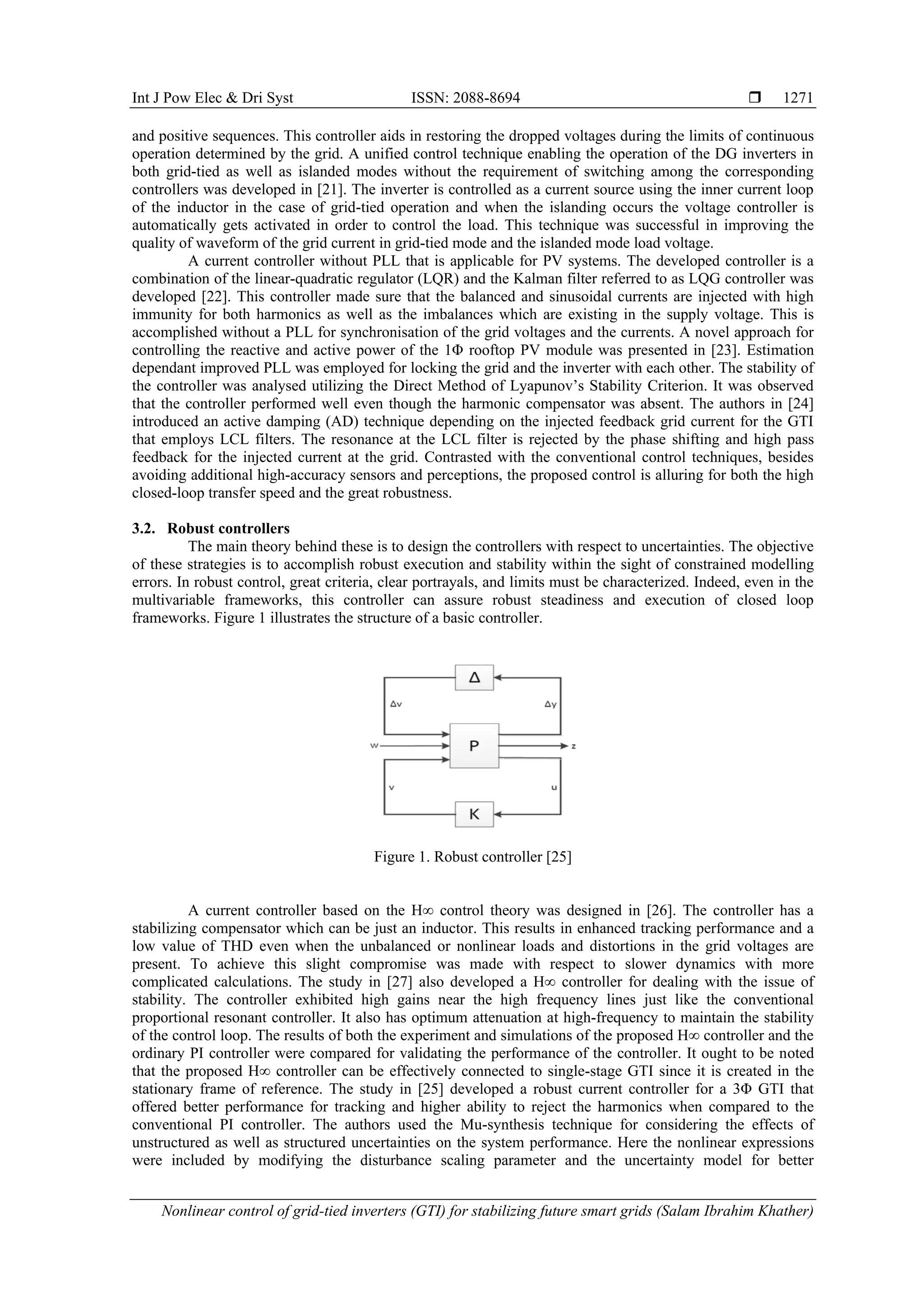 Nonlinear control of GTI for stabilizing future smart grids | PDF