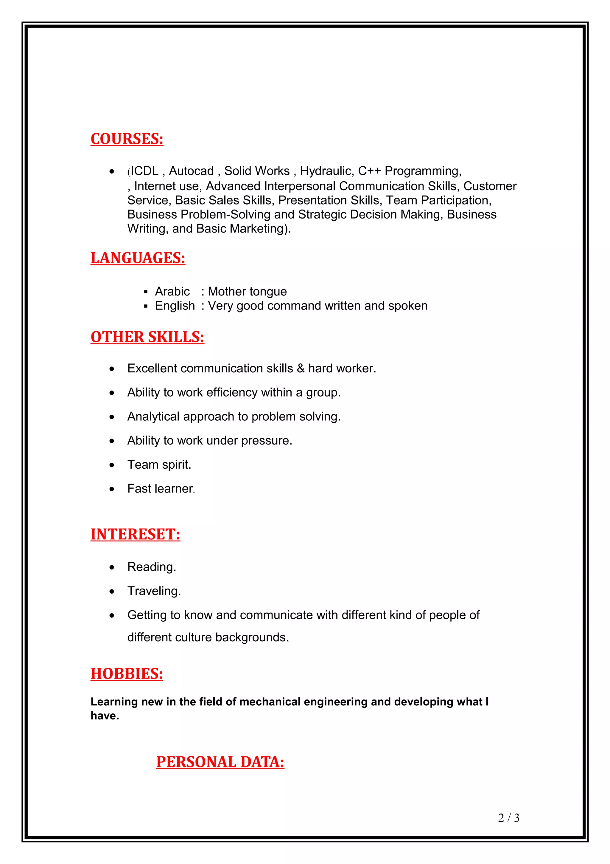 Mechanical engineer Ahmed Hamdy Awad | DOC