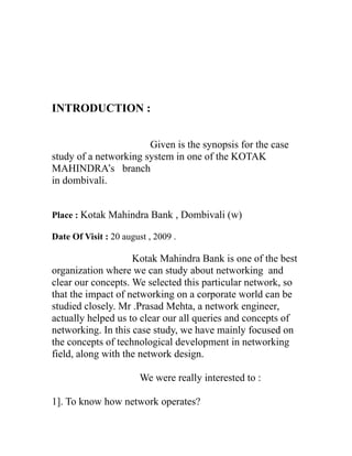 20372748 case-study-on-computer-networking-kotak-mahindra-bank | PDF