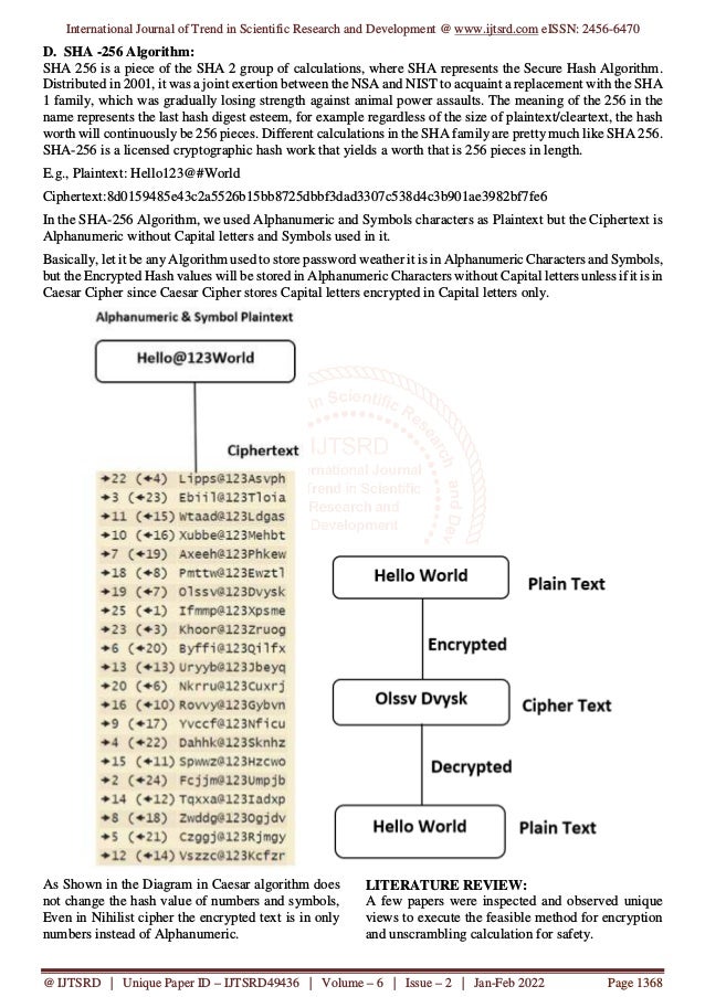 A Survey on Encrypted and Decrypted Text Algorithm Using CRC, SHA 256 ...