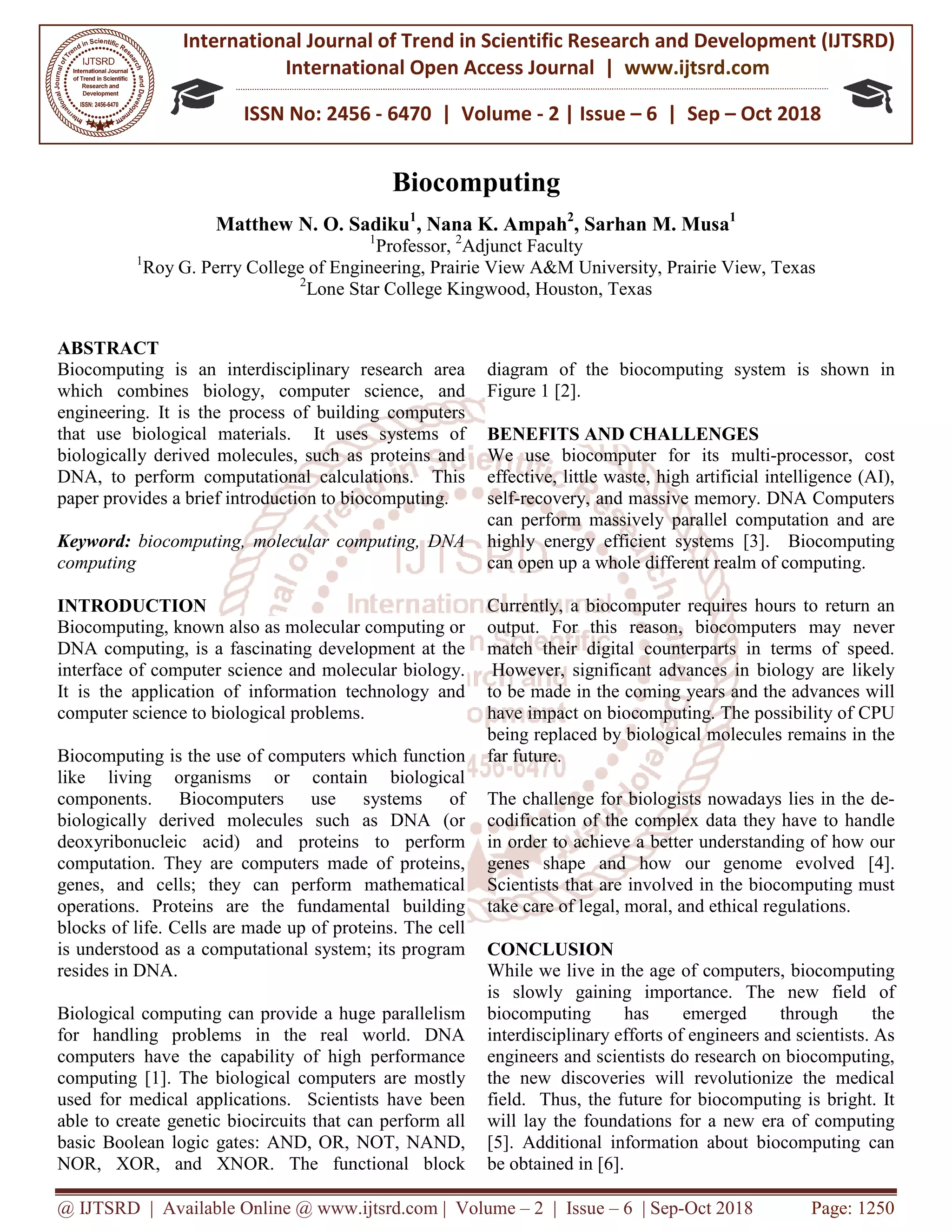 Biocomputing | PDF | Biological Sciences | Science