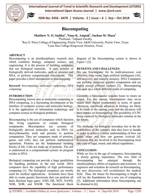Biocomputing | PDF | Biological Sciences | Science