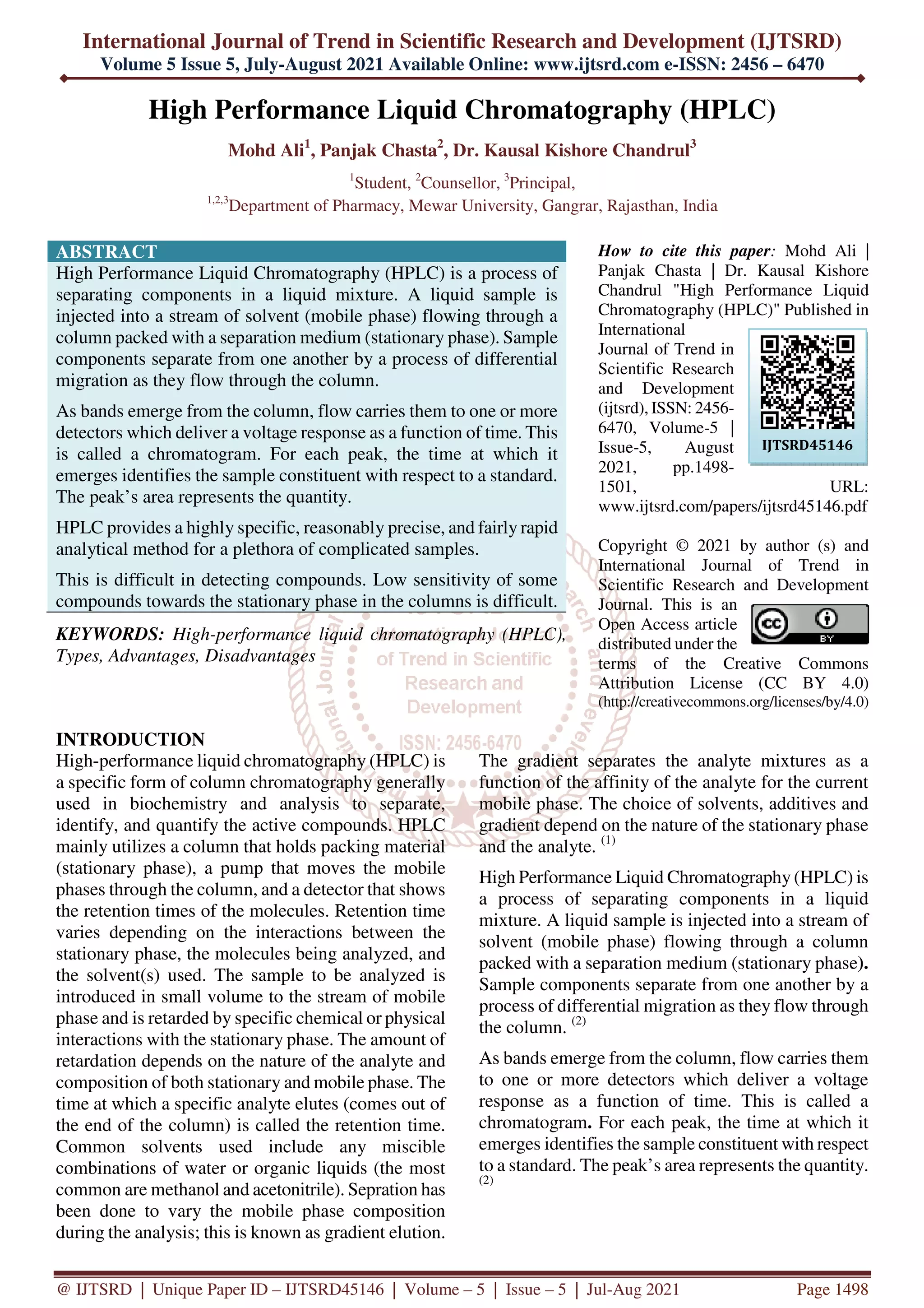 High Performance Liquid Chromatography HPLC | PDF