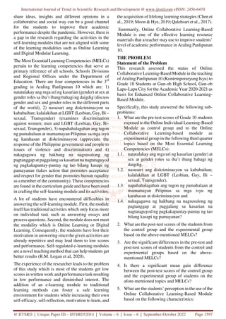 Online Collaborative Learning Based Module for Araling Panlipunan 10 | PDF