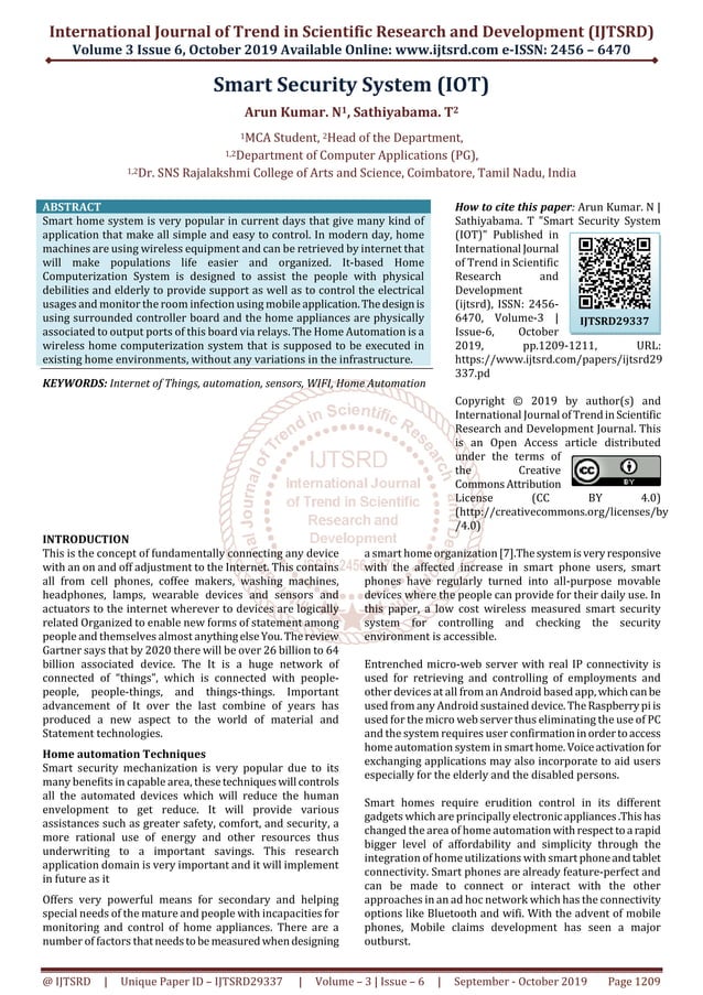 Smart Security System IOT | PDF