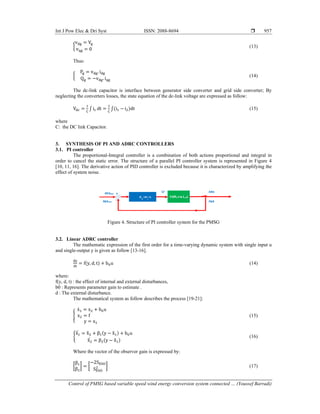 Control of PMSG based variable speed wind energy conversion system connected to the grid with PI ...