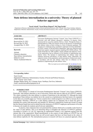 State defense internalization in a university: Theory of planned ...