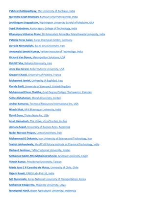 EC Chemistry Editorial Panel | PDF | College Education | Education