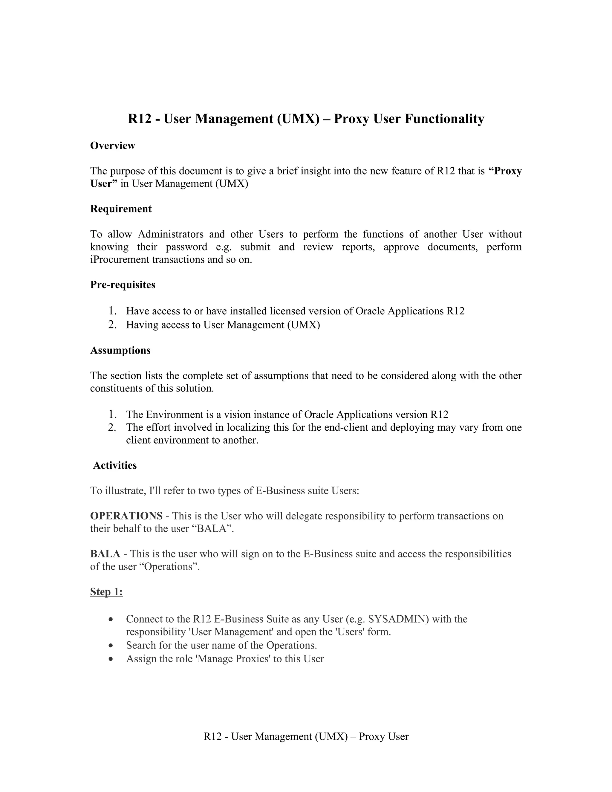 R12 User Management (UMX) - Proxy User - New Functionality | DOC