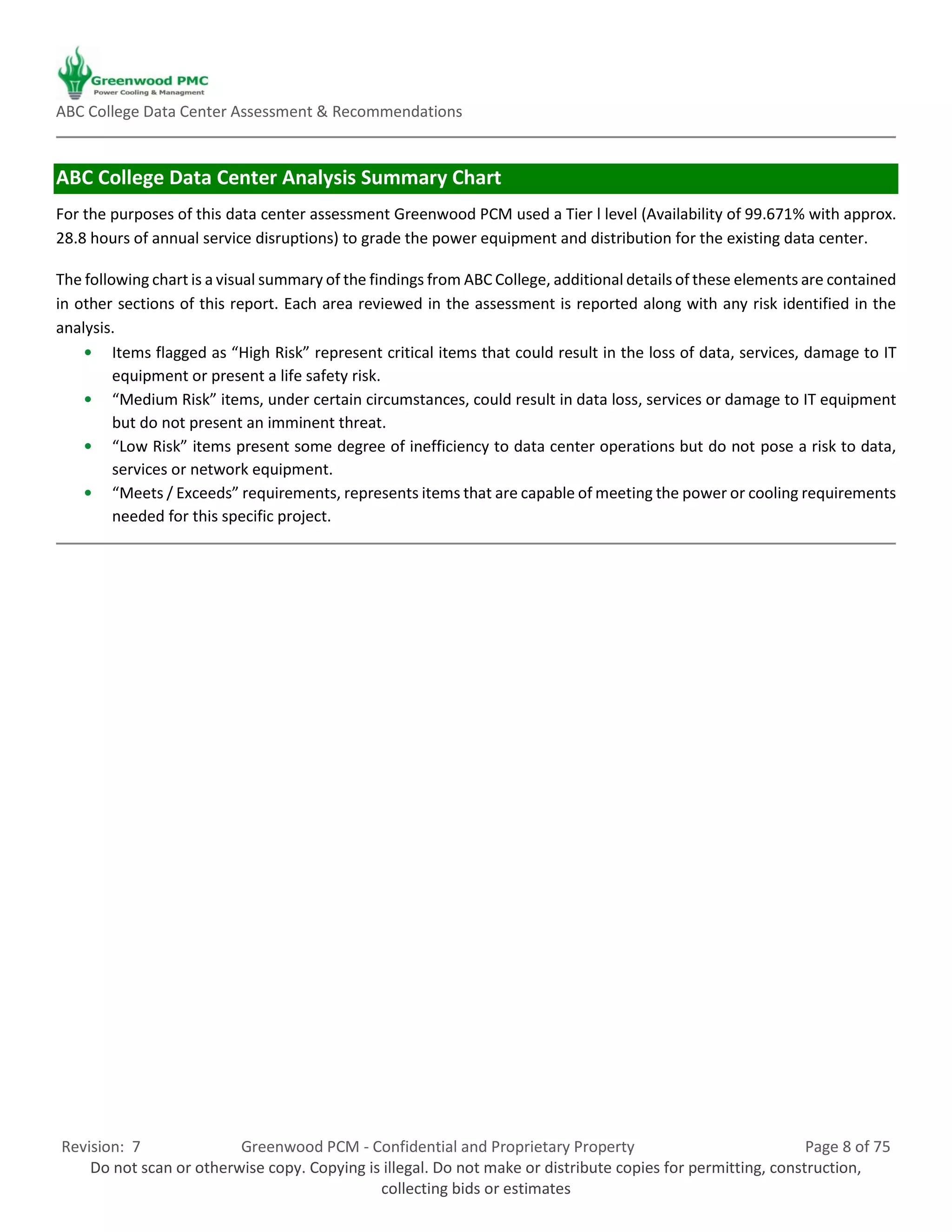 SAMPLE ABC College Data Center Assessment & Recommendations | PDF