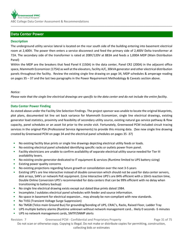 SAMPLE ABC College Data Center Assessment & Recommendations | PDF