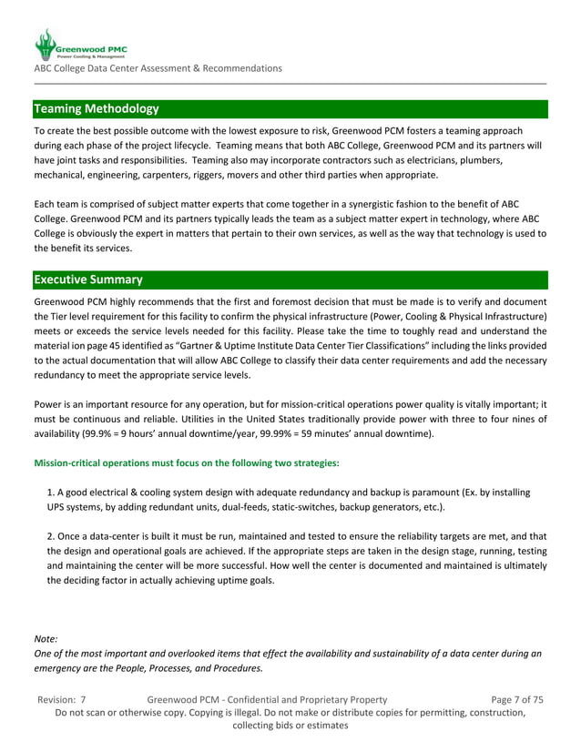 SAMPLE ABC College Data Center Assessment & Recommendations | PDF