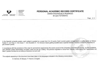 Personal Academic Record Certificate | PDF
