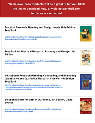 Test Bank for Practical Research: Planning and Design, 12th Edition ...