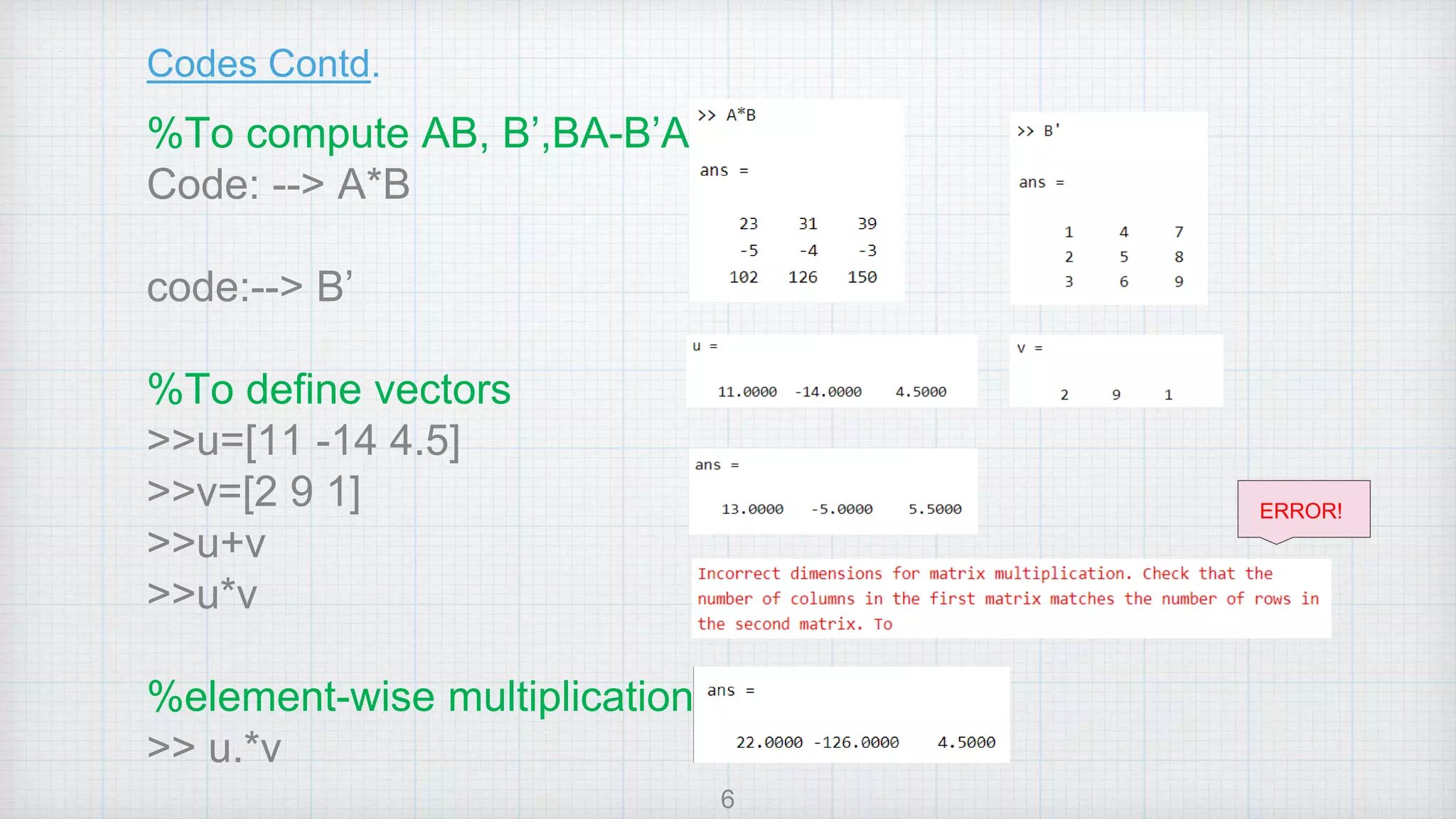 Matrix operations in MATLAB | PPTX