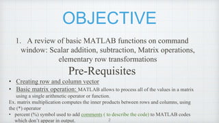 Matrix operations in MATLAB | PPTX